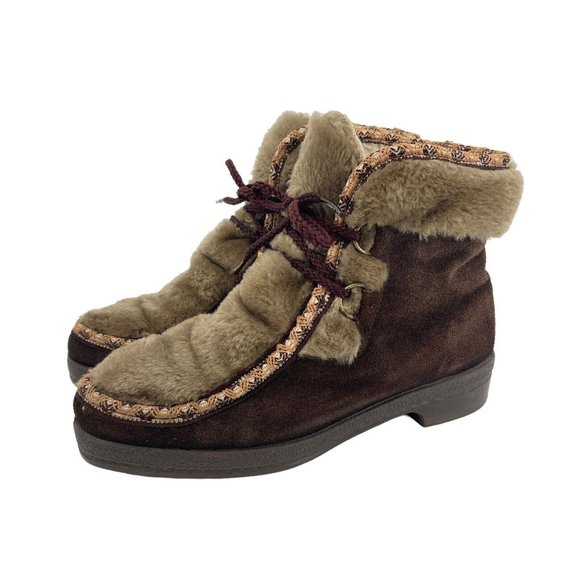 Yodelers | Shoes | Vtg Yodelers Apres Womens Size 8 Brown Suede Faux ...